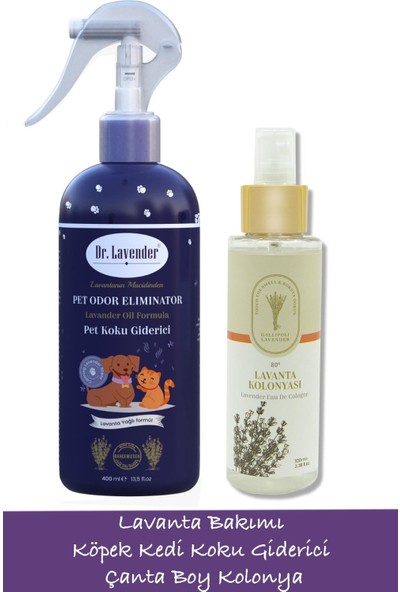Dr. Lavender Lavanta Kedi Köpek Koku Giderici Pet Sprey 400 ml + 100 ml Çanta Boy Lavanta Kolonyası Dr. Lavender Lavanta Kedi Köpek Koku Giderici Pet Sprey 400 ml + 100 ml Çanta Boy Lavanta Kolonyası