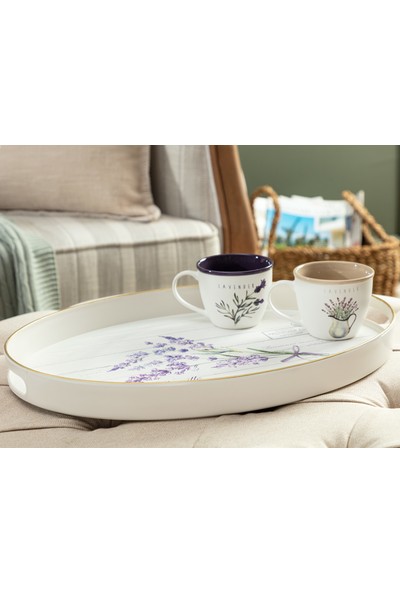 Madame Coco Lavander Oval Tepsi 30X42 cm Madame Coco Lavander Oval Tepsi 30X42 cm