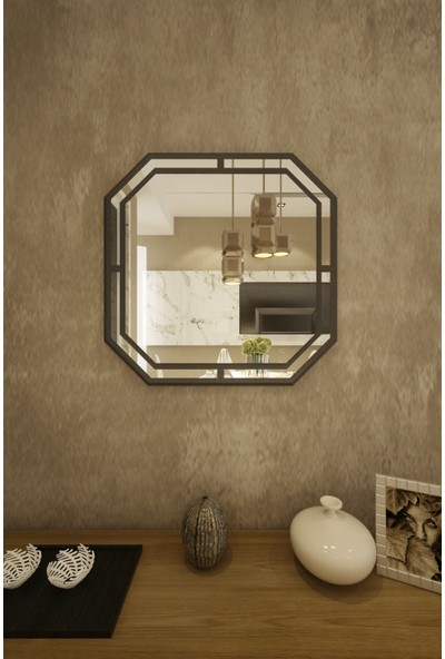 Kelebek Dekoratif Konsol Aynası Antrasit Silver Pleksi 50 cm