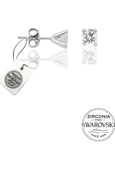 Söğütlü Silver Gümüş Swarovski Tek Taş Küpe