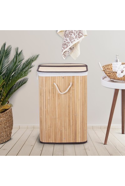 Homedius Bambu Çamaşır Sepeti Natural Dikdörtgen KAHVERENGI-40X60