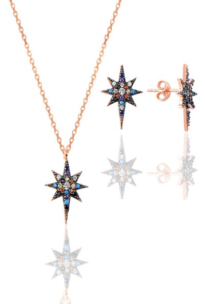 Söğütlü Silver Gümüş Renkli Taşlı Ikili Set