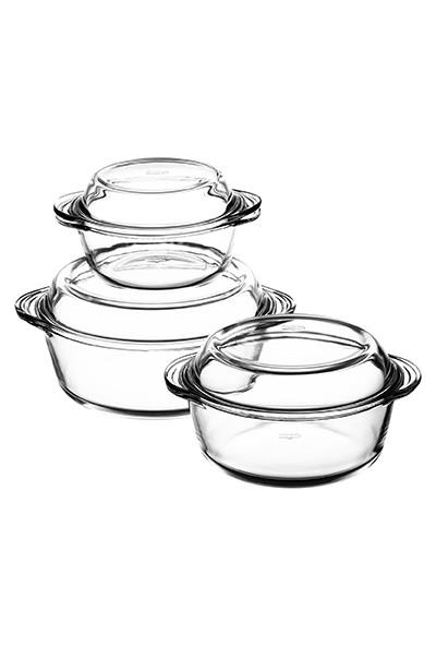 Paşabahçe Borcam Büyük Yuvarlak Borcam Tencere Seti 3'lü Set 159005 Paşabahçe Borcam Büyük Yuvarlak Borcam Tencere Seti 3'lü Set 159005