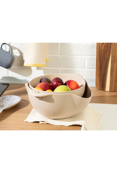 English Home Basic Plastik 2 Parça Süzgeç 28,5X28X13 cm Bej English Home Basic Plastik 2 Parça Süzgeç 28,5X28X13 cm Bej