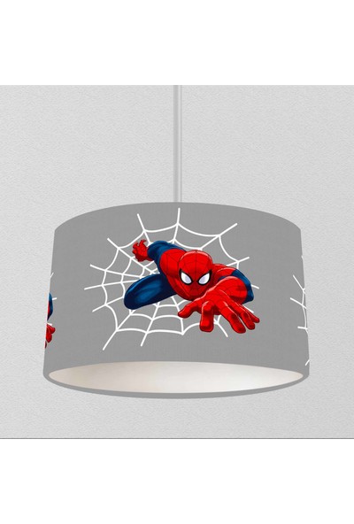 Junior Home Concept Gri Zemin Spiderman Figürlü Çocuk Odası Sarkıt Avize