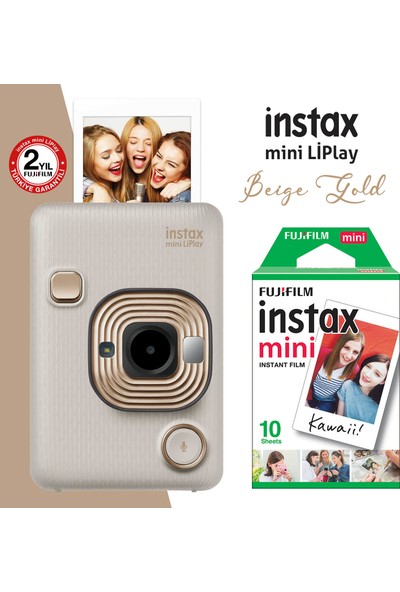Instax Mini Liplay Hybrid Beige Fotoğraf Makinesi Gold + Mini Film 10'lu Instax Mini Liplay Hybrid Beige Fotoğraf Makinesi Gold + Mini Film 10'lu