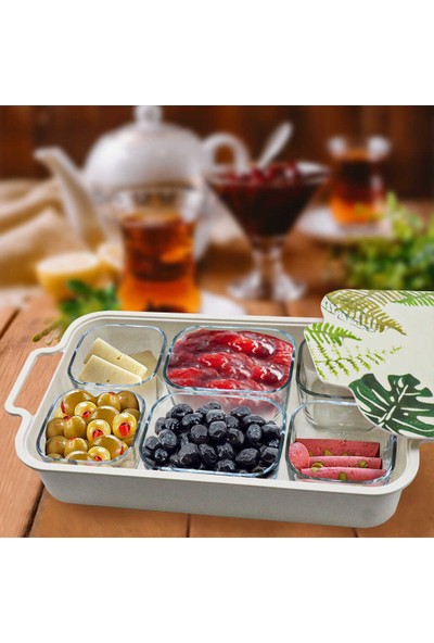 Kosova Khv-18 Melamin Tropik Şekilli 8 Parça Cam Kahvaltılık Seti