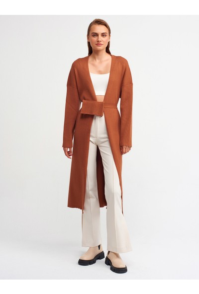 Dilvin 1178 V Yaka Beli Kemerli Triko Hırka-Açik Kahve Dilvin 1178 V Yaka Beli Kemerli Triko Hırka-Açik Kahve
