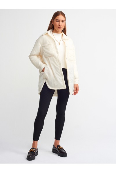 Dilvin 5822 Su Geçirmez Ince Gömlek-Ekru