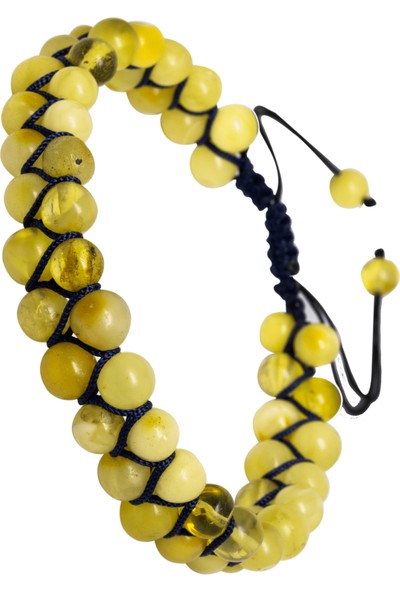 Tesbih Atölyesi Lacivert Makrome Doğal Damla Kehribar Bileklik Tesbih Atölyesi Lacivert Makrome Doğal Damla Kehribar Bileklik