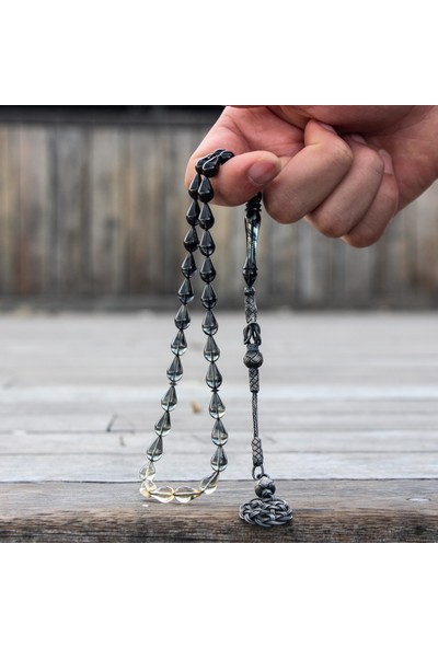 Tesbih Otağı Gümüş Püsküllü Damla Model Ateş Kehribar Tesbih