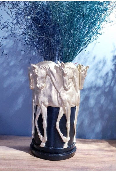 Sister Home Design Atlı Vazo Sedefli Siyah Beyaz