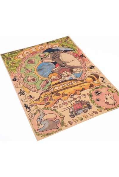 Caph Design Totoro Anime Vintage Kraft Poster 32 x 45 cm Özel Kutulu