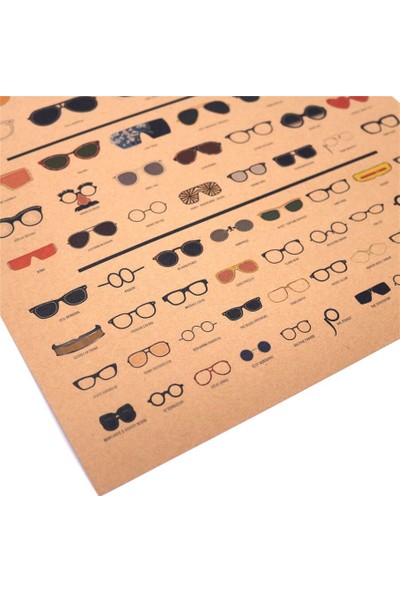 Caph Design Hollywood Starları Gözlükleri Vintage Kraft Poster 32 x 45 cm