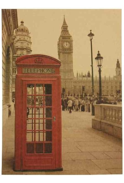 Caph Design Telefon Kulübesi Londra Vintage Kraft Poster 32 x 45 cm Özel Kutulu Caph Design Telefon Kulübesi Londra Vintage Kraft Poster 32 x 45 cm Özel Kutulu