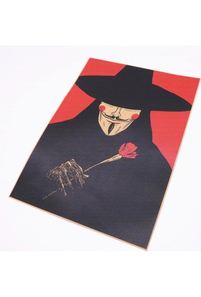 Caph Design V For Vendetta Vintage Kraft Poster 32 x 45 cm Özel Kutulu
