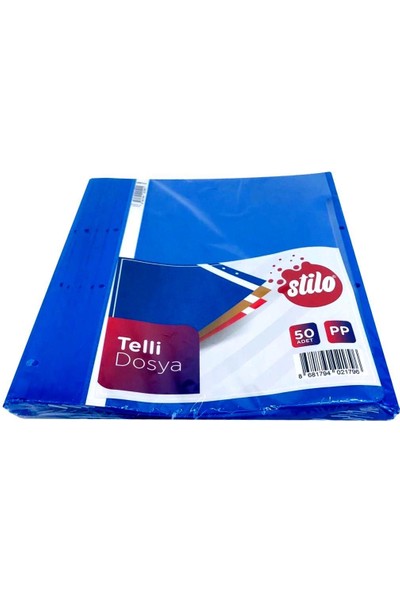 Stilo Telli Poşet Dosya Mavi 5 x 50'li