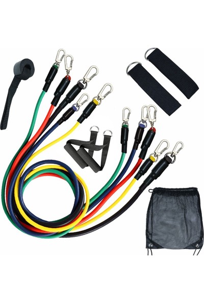 ACR 11 Parça Lateks Egzersiz Bandı Çekme Halatı Egzersiz Seti