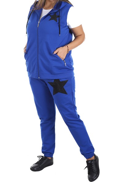 Brendon Kadın Büyük Beden Eşofman Takımı Sax/royalblue 21W90004585