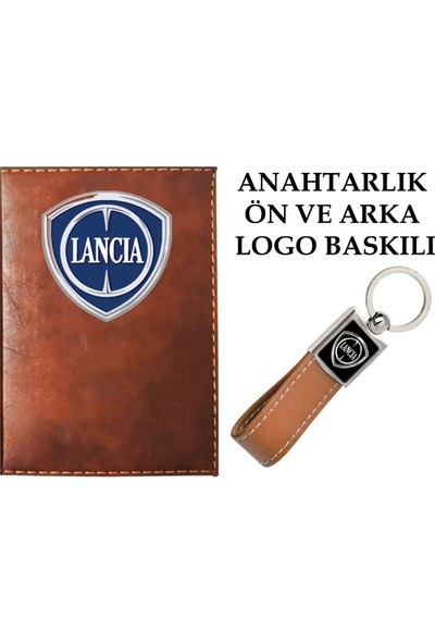 Promosyon Denizi Lancıa Logolu Taba Ruhsat Kabı ve Lancıa Logolu Anahtarlık