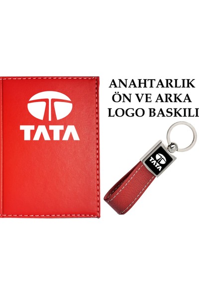 Promosyon Denizi Tata Logolu Kırmızı Ruhsat Kabı ve Tata Logolu Anahtarlık
