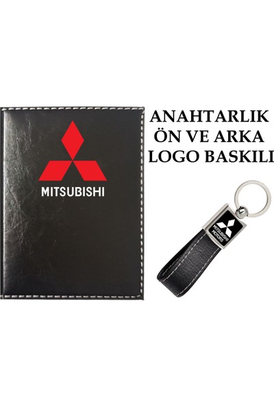 Promosyon Denizi Mıtsubıshı Logolu Siyah Ruhsat Kabı ve Mıtsubısh Logolu Anahtarlık