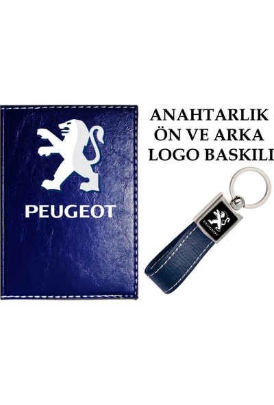 Promosyon Denizi Peugeot Logolu Lacivert Ruhsat Kabı ve Peugeot Logolu Anahtarlık