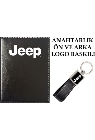 Promosyon Denizi Jeep Logolu Siyah Ruhsat Kabı ve Jeep Logolu Anahtarlık