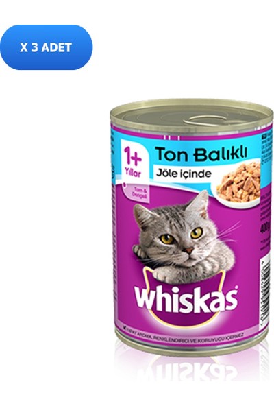 Whiskas Ton Balıklı Kedi Konservesi 400 gr (3 Adet)