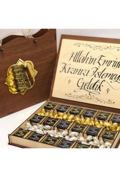 Hediyelza Kız Isteme Çikolatası ve Ahşap Kutusu