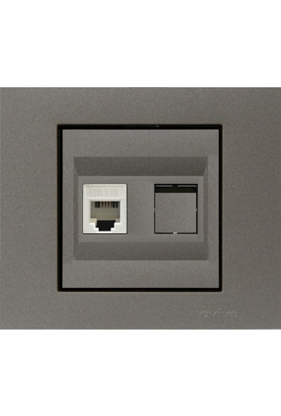 Ovivo Grano Antrasit Numeris Telefon Prizi Cat3 + Çerçeve