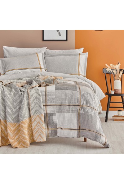 Yataş Bedding Busta Tek Kişilik Pamuk Battaniyeli Nevresim Takımı Setı - Gri