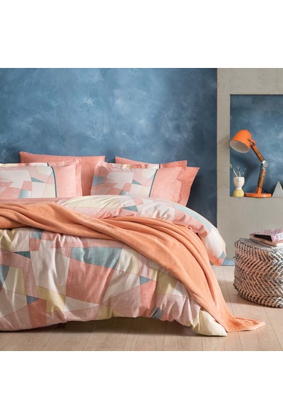 Yataş Bedding Estela Çift Kişilik Wellsoft Battaniyeli Nevresim Takımı Seti- Turuncu