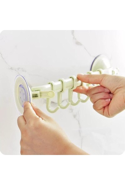 Matesstore Mutfak Banyo Askısı Vantuzlu 6 Kancalı Vakumlu Çok Amaçlı Askı