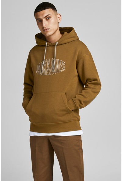Jack & Jones Erkek Kanguru Cepli Kapüşonlu Sweatshirt 63412194082 Camel