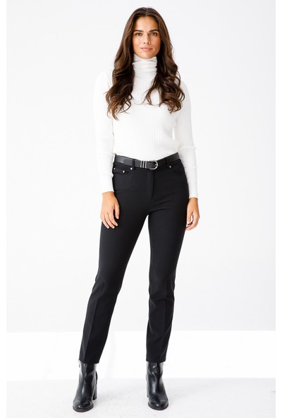 Ekol Kadın Kemerli Beş Cep Pantolon 6055033 Siyah
