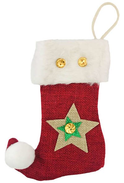 Parti Dünyası Yıldızlı Noel Çorabı Bordo Renk 12 x 16 cm Parti Dünyası Yıldızlı Noel Çorabı Bordo Renk 12 x 16 cm