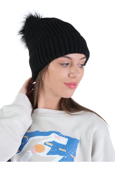 Kadın Kışlık Ponponlu Triko Bere