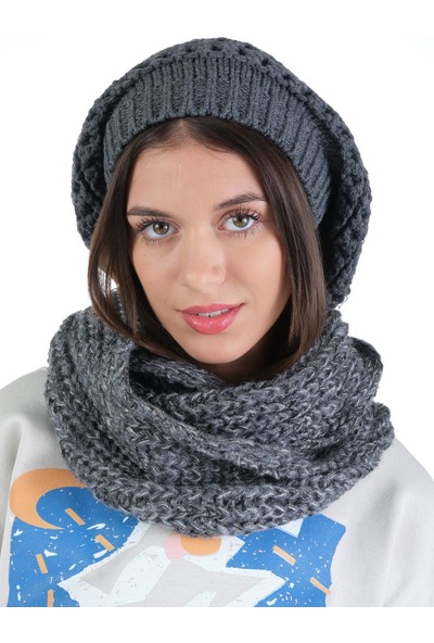 Kadın Triko Bere ve Örgü Boyunluk Set