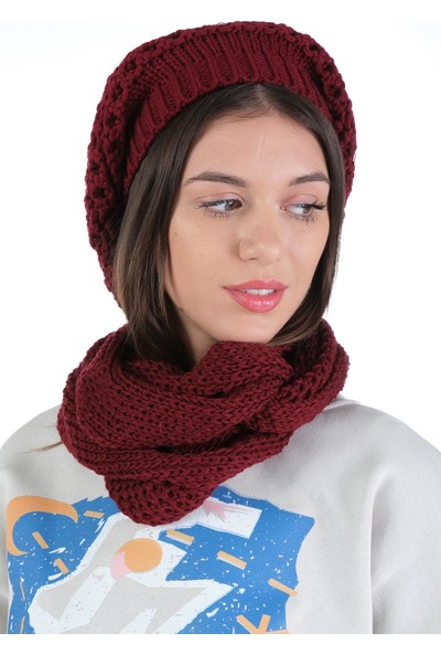 Kadın Triko Bere ve Örgü Boyunluk Set