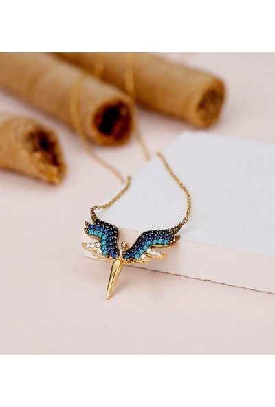 Gümüşistan 925 Ayar Gümüş Mavi Taşlı Mikail Kolye Gümüşistan 925 Ayar Gümüş Mavi Taşlı Mikail Kolye