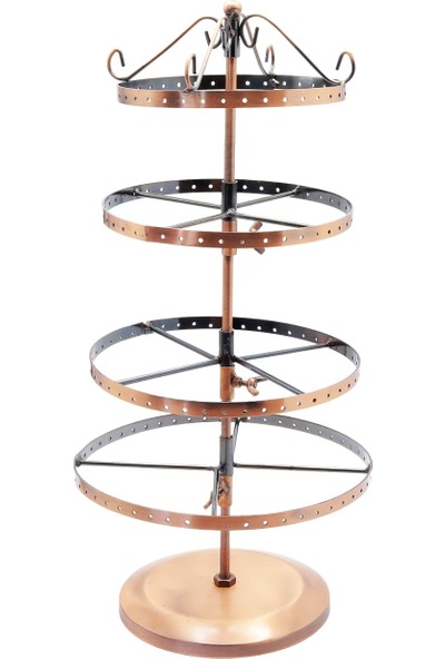 Özer Kutu Dönen Büyük Boy Kare Küpe Organizatörü Ayarlanabilir Bronz (40X20 Cm)