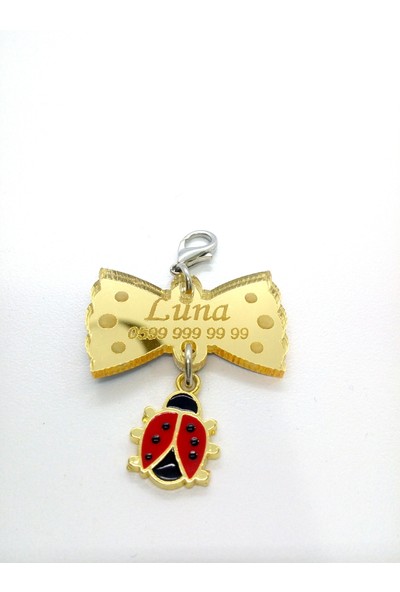 Kedi Isim Künyesi Kedi Isimlik (Uğurböceği Figürü ,gold Papyon) Kedi Isim Künyesi Kedi Isimlik (Uğurböceği Figürü ,gold Papyon)