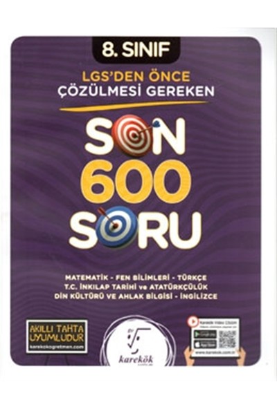 Karekök Yayıncılık 8. Sınıf LGS'den Önce Çözülmesi Gereken Son 600 Soru Karekök Yayıncılık 8. Sınıf LGS'den Önce Çözülmesi Gereken Son 600 Soru