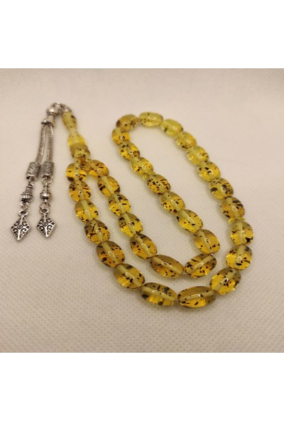 TesbihArt Toprak Fosilli Toz Kehribar Iri Kapsül Model 33'lü Tesbih