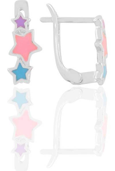 Söğütlü Silver Gümüş Renkli Mineli Yıldızlar Küpe