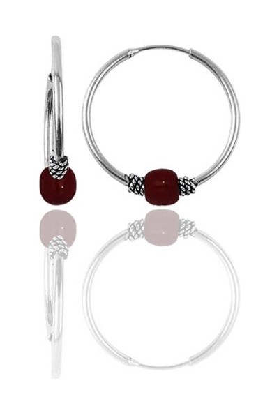 Söğütlü Silver Gümüş 12 mm Mini Mercan Renkli Halka Küpe Söğütlü Silver Gümüş 12 mm Mini Mercan Renkli Halka Küpe