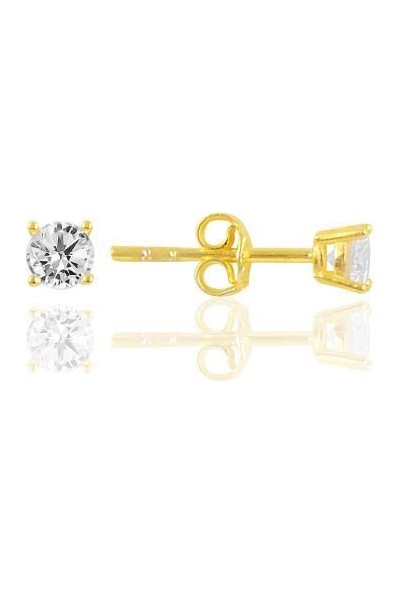 Söğütlü Silver Gümüş Altın Yaldızlı Zirkon Taşlı Pırlanta Montürlü Tek Taş Kupe