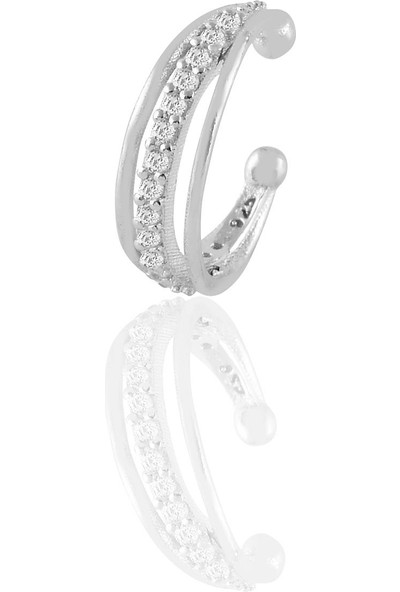 Söğütlü Silver Gümüş Zirkon Taşlı Üç Sıra Görünümlü Sıkıştırmalı Tekli Kıkırdak Küpe Söğütlü Silver Gümüş Zirkon Taşlı Üç Sıra Görünümlü Sıkıştırmalı Tekli Kıkırdak Küpe