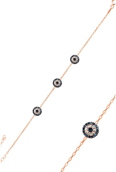 Söğütlü Silver Gümüş Rose Zirkon Taşlı Nazar Bileklik